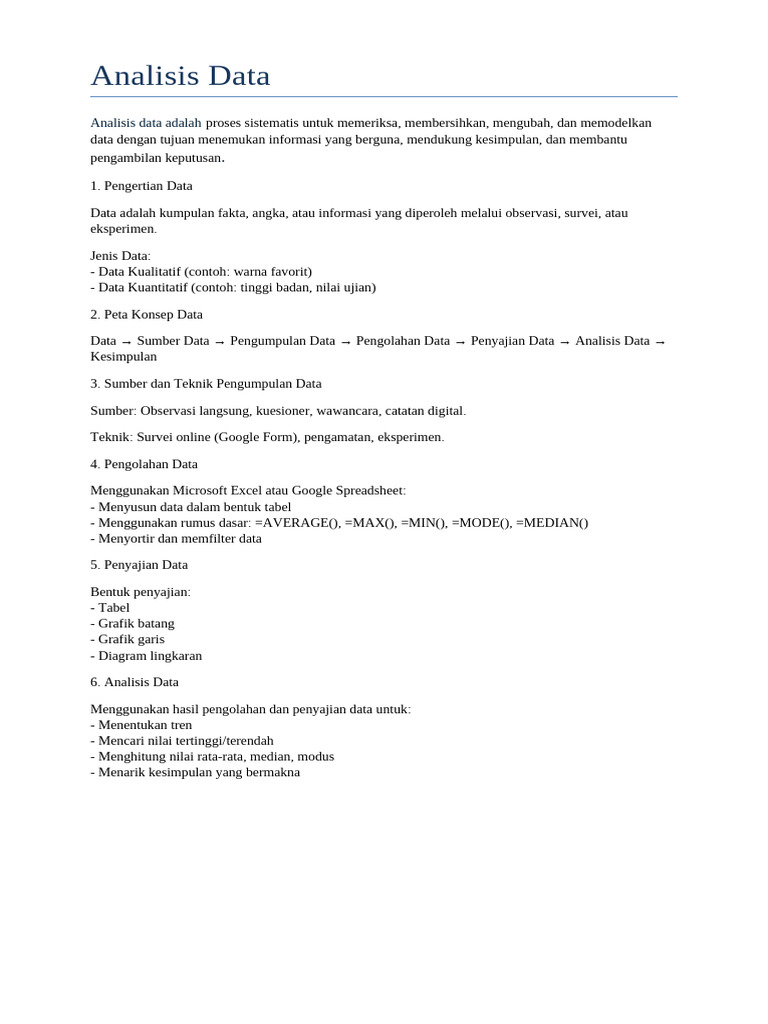 Materi Analisis Data Kelas 9 Dan LKPD | PDF