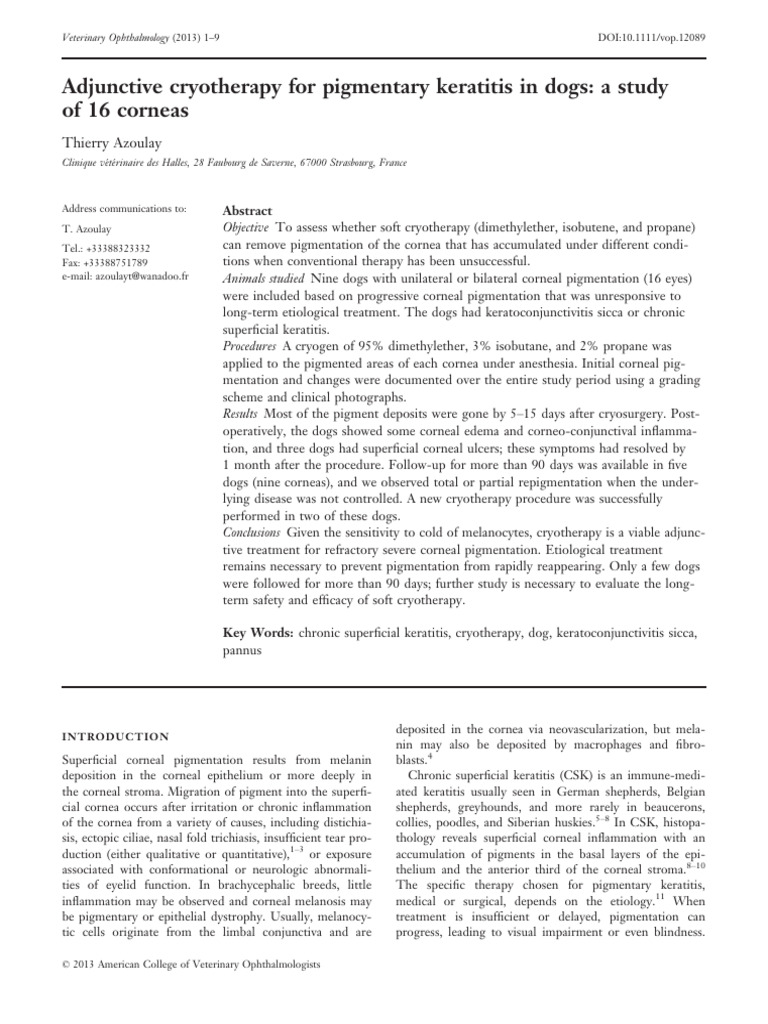 Cost of Cryosurgery for Dogs | PDF | Cornea | Medical Specialties