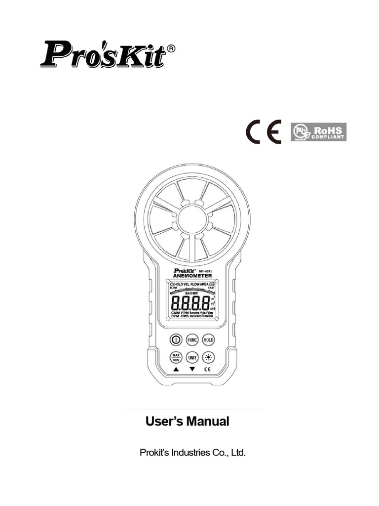 Manual MT 4615 Anemometer | PDF | Humidity | Wind Speed