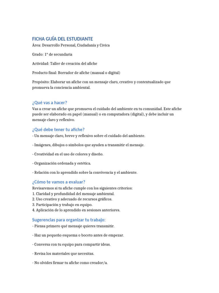 Ficha Guia Afiche DPCC Actividad07 | PDF