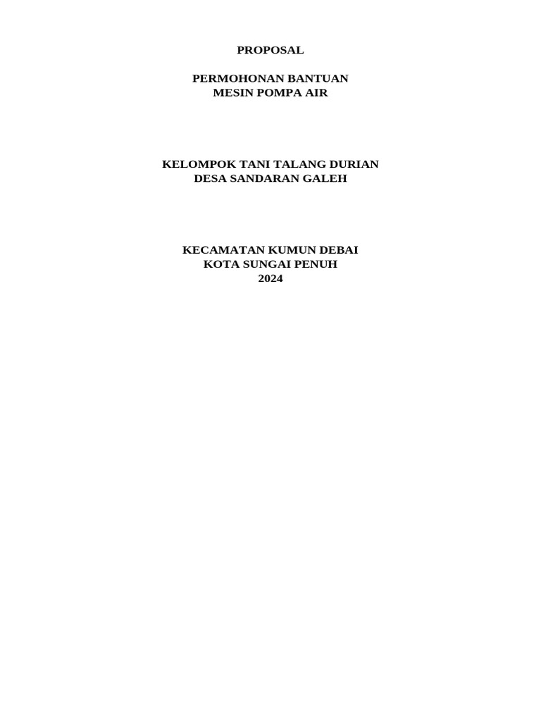Proposal Kt. Talang Durian Pompa Air | PDF