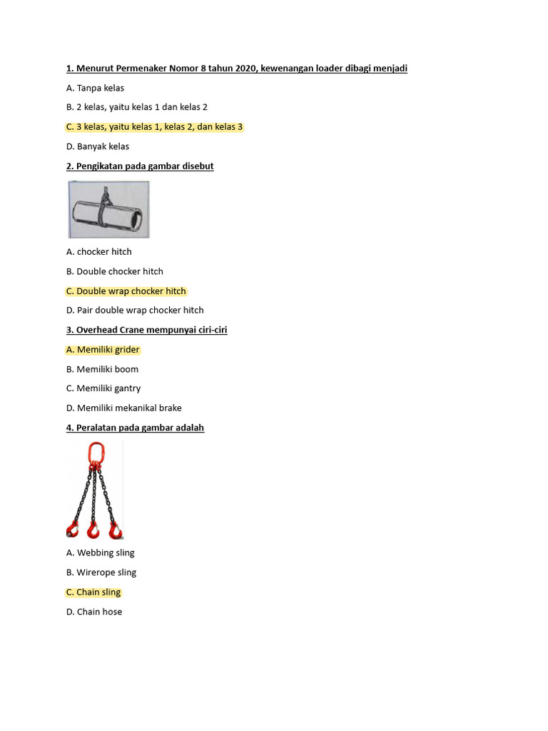 Sesi 1 - Contoh Soal Ujian Teori Forklift | PDF