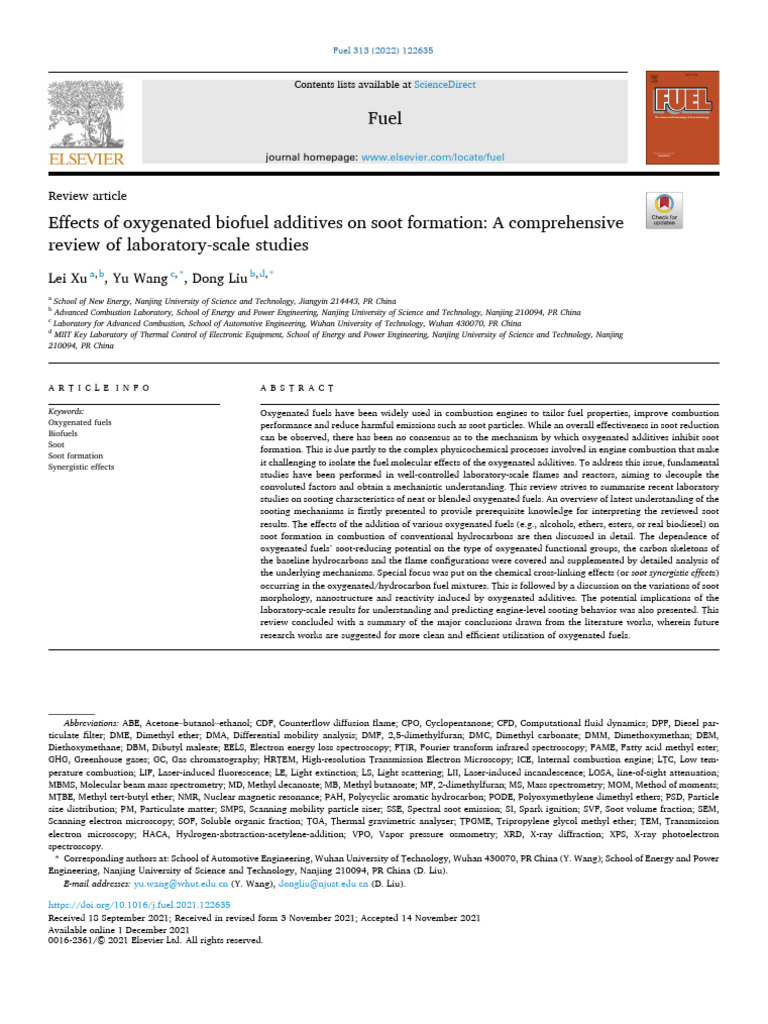 Effects of Oxygenated Biofuel Additives On Soot Formation - A ...