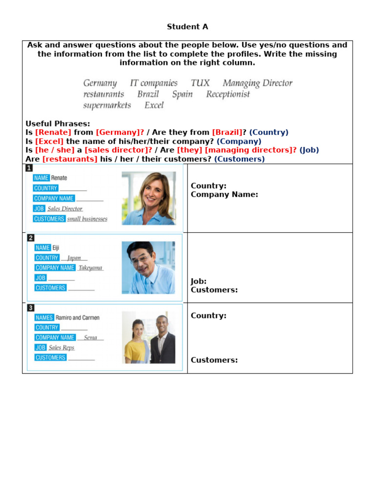 Verb To Be Info Gap Activity | PDF