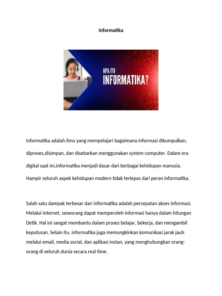 Peran Informatika dalam Kehidupan Modern | PDF