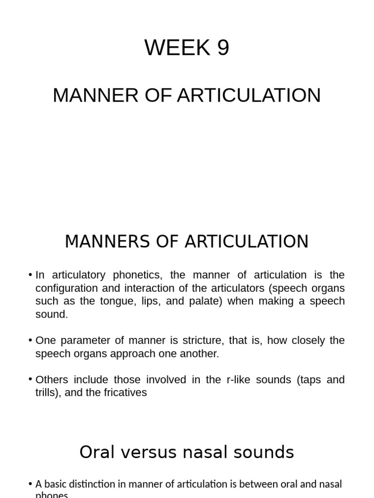Manner of Articulation 1 | PDF | Phonetics | Human Voice