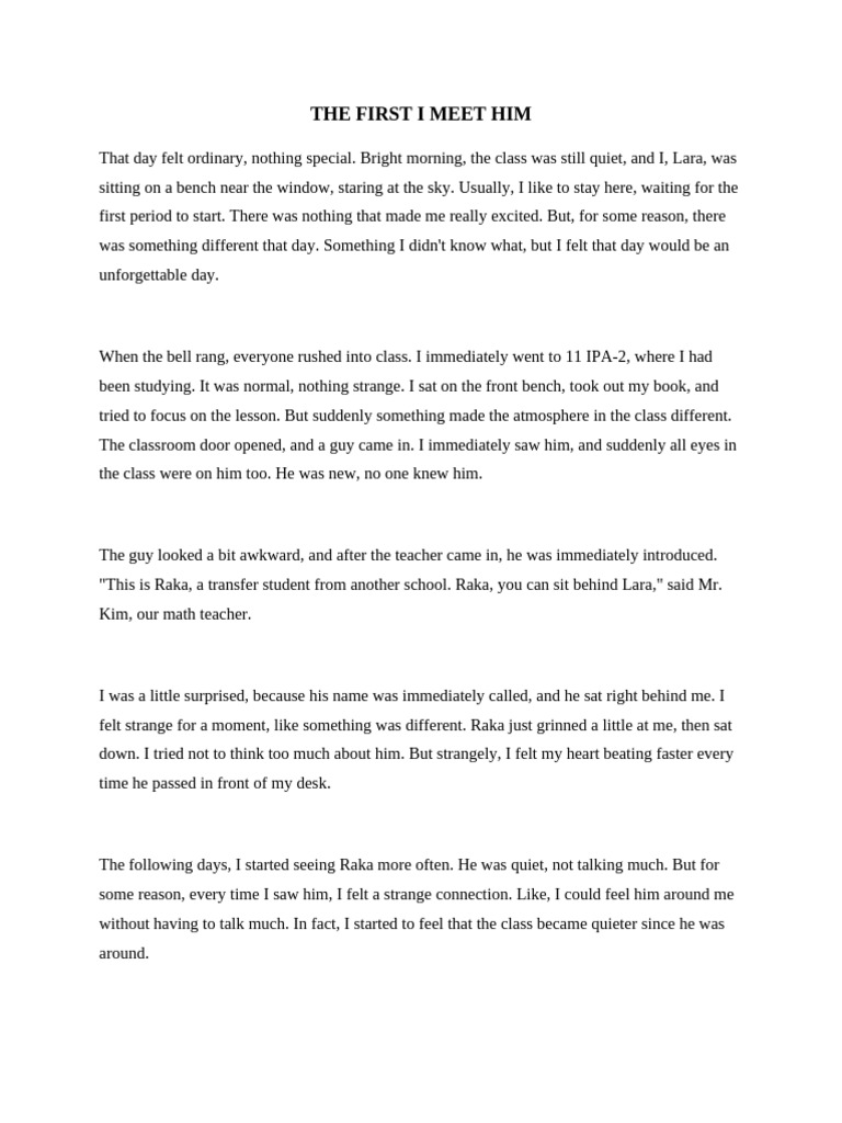 First Encounter: Lara and Raka's Connection | PDF