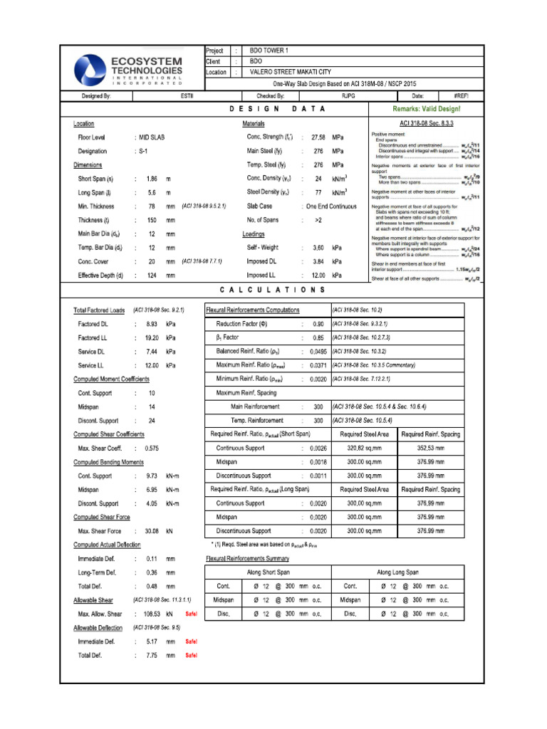 Bdo Tower 1 - Structural Calculation | PDF