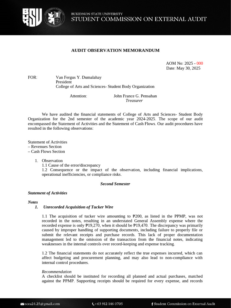 Financial Audit Findings and Recommendations | PDF | Expense | Audit