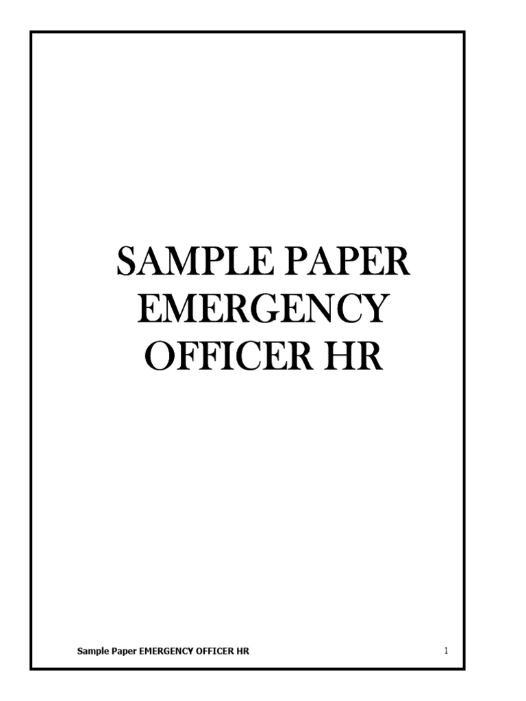 Emergency Officer HR Sample Paper | PDF | Social Psychology