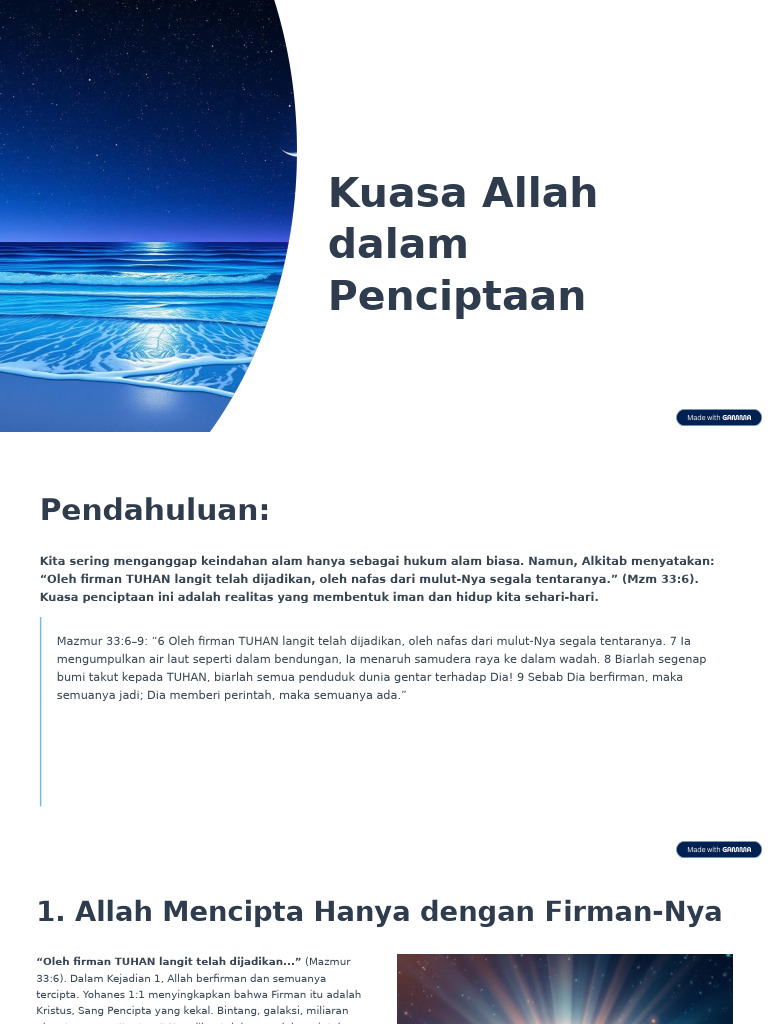 Kuasa Allah Dalam Penciptaan | PDF