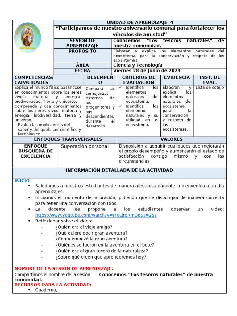 SA CyT Conocemos "Los Tesoros Naturales" de Nuestra Comunidad 28062024 ...