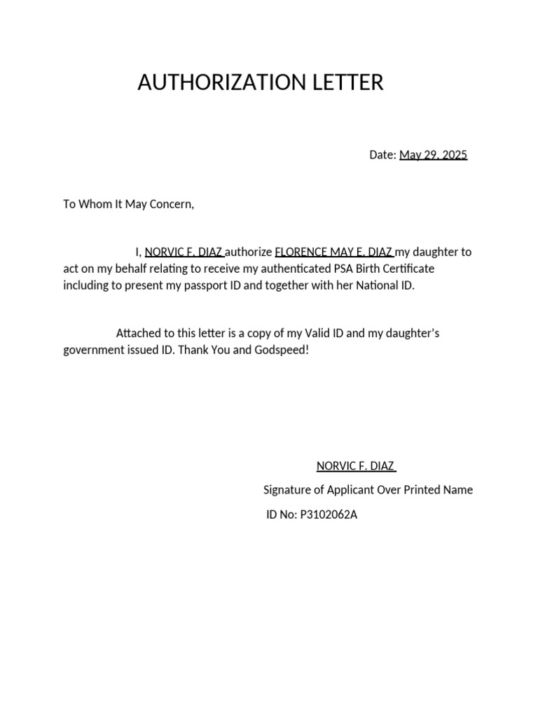 Final Authorization Letter (1) (5) | PDF
