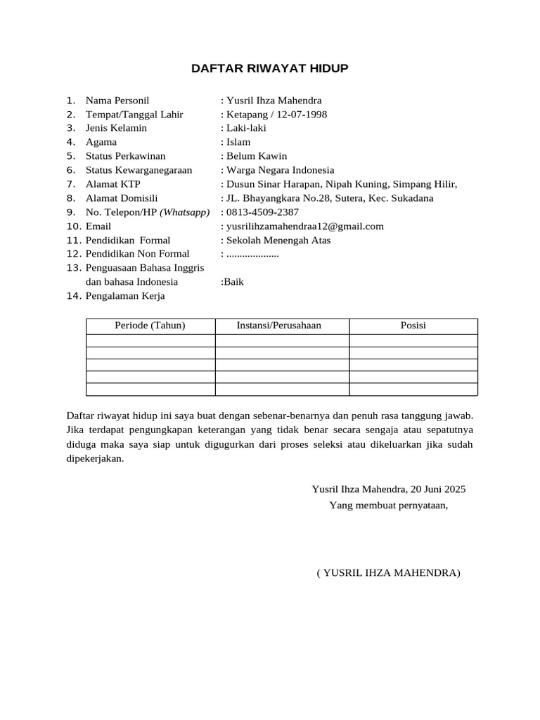 Profil Yusril Ihza Mahendra | PDF