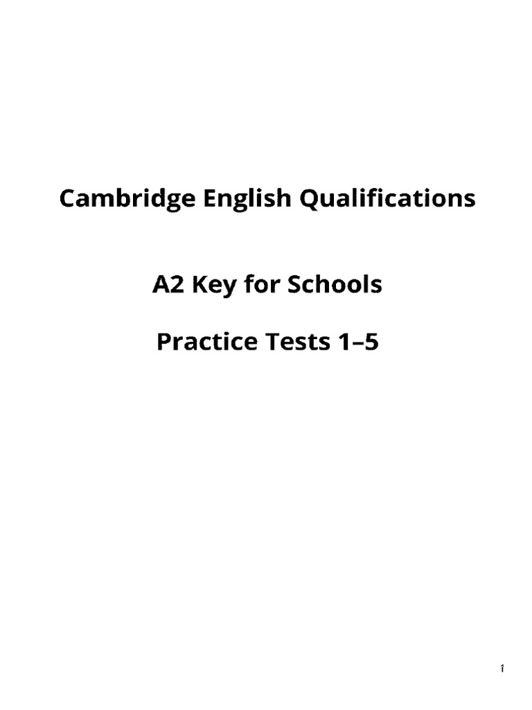 Practice Tests A2 KEY Five Practice Tests | PDF