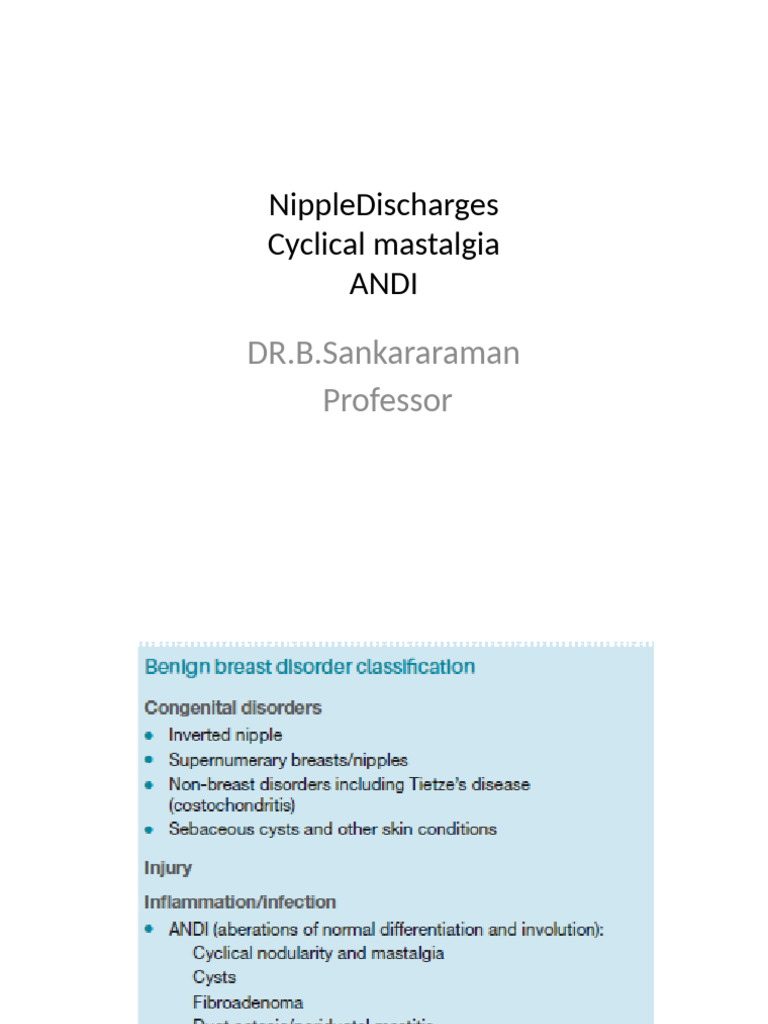 NippleDischarges ANDI Cyclical Mastalgia | PDF | Breast Diseases ...