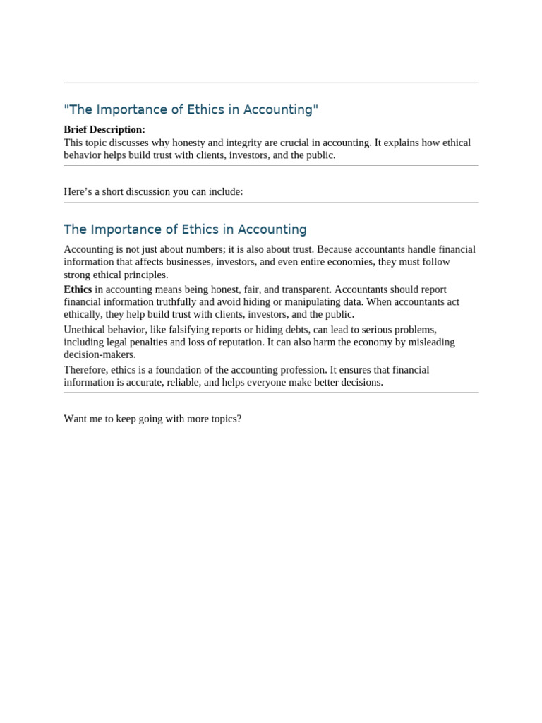 Ethics: The Foundation of Accounting | PDF