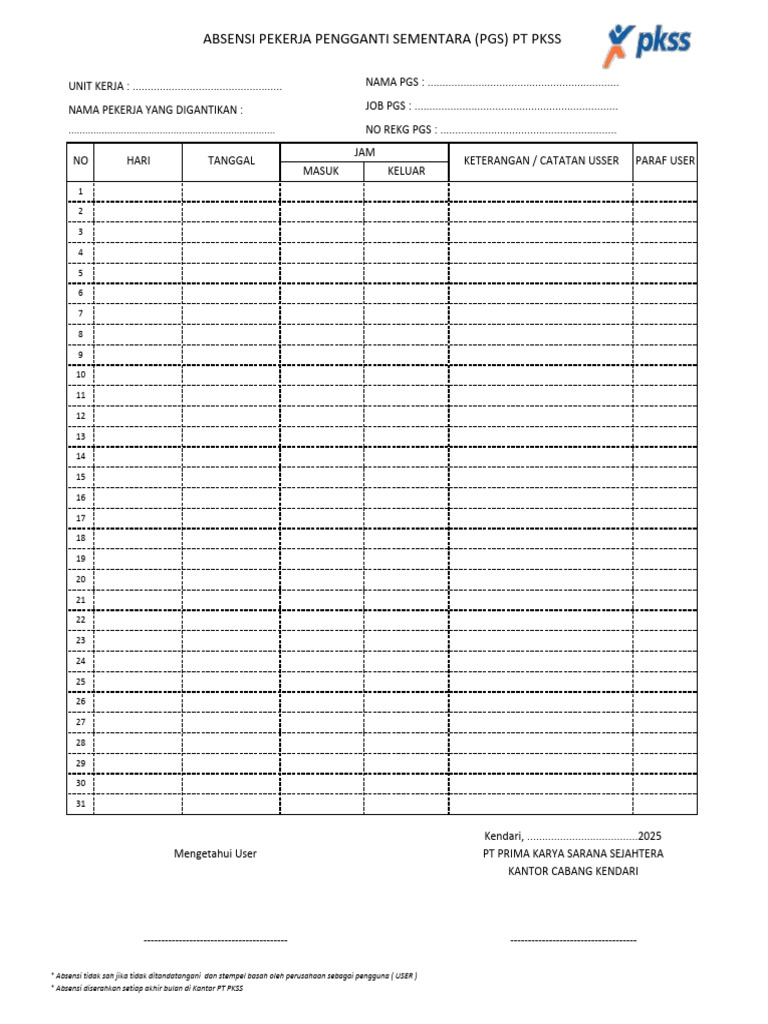 Absensi PGS Terbaru | PDF