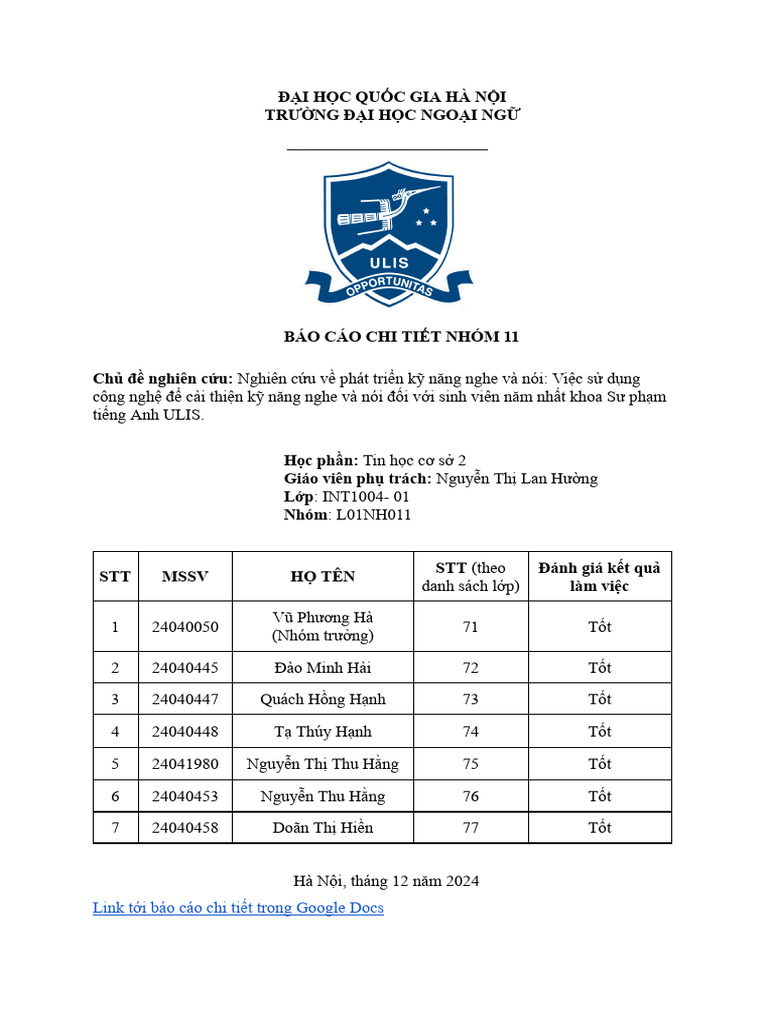 Bao Cao Chi Tiet THCS2 | PDF