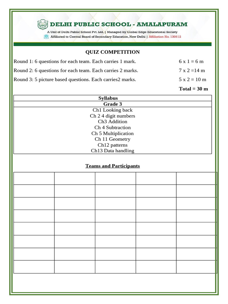 Quiz Competition Grade 3 | PDF | Shape | Triangle