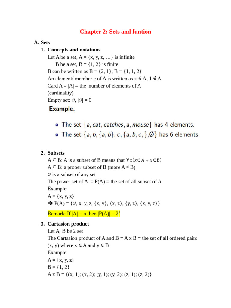 Sets and Functions Explained | PDF