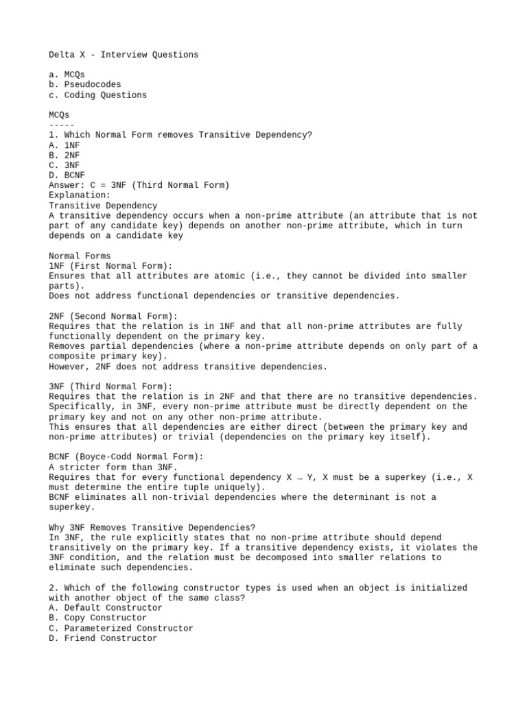DeltaX Company Interview Material | PDF | Constructor (Object Oriented ...