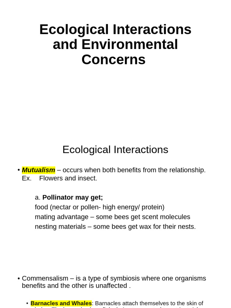 Ecological Interactions and Environmental Concerns Week 5 & 6 | PDF ...