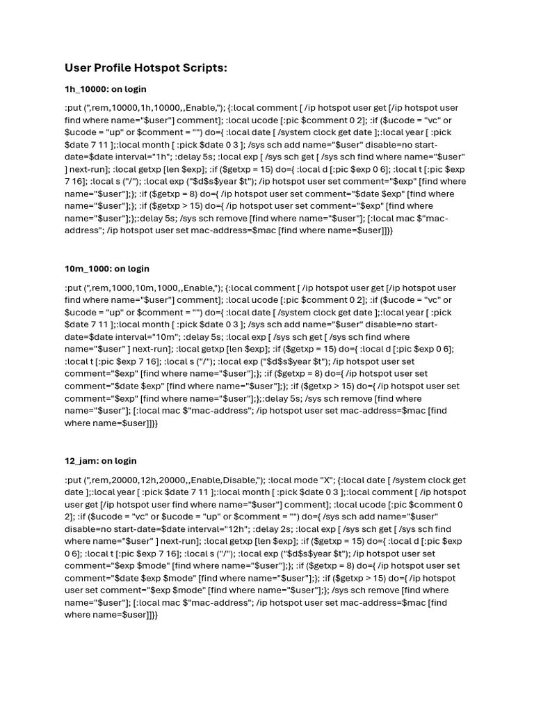 User Profile Hotspot Scripts | PDF | Computer Architecture | Software