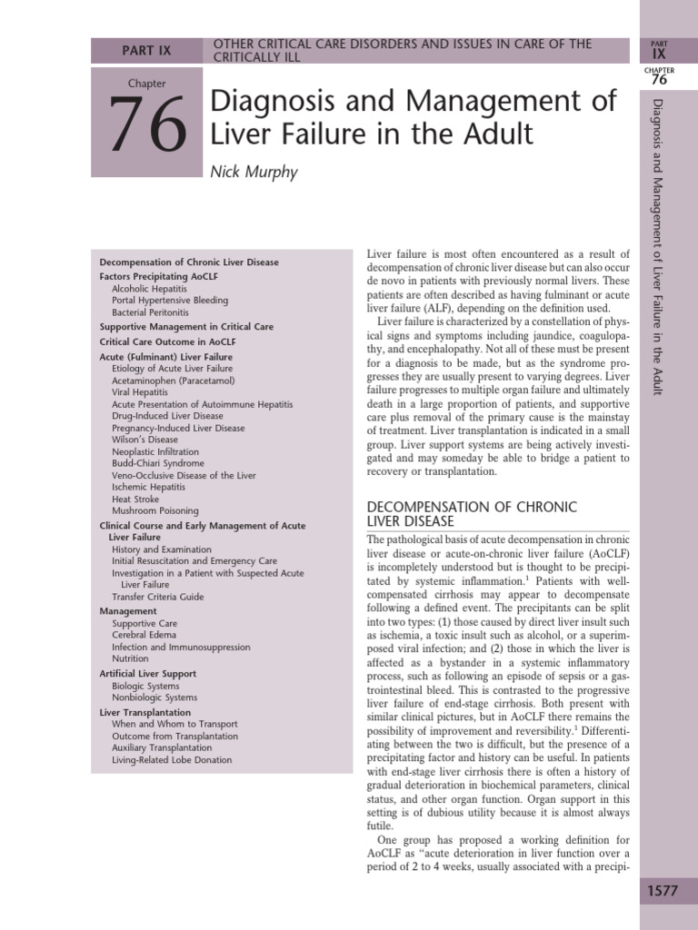 Liver Failure Diagnosis and Management Guide | PDF | Cirrhosis | Hepatitis