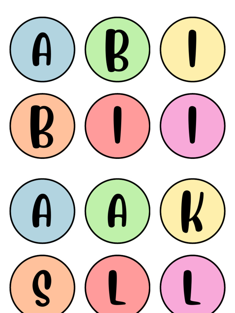 Alphabet Letters A-Z Circle Flashcards in Colorful Bold Style | PDF