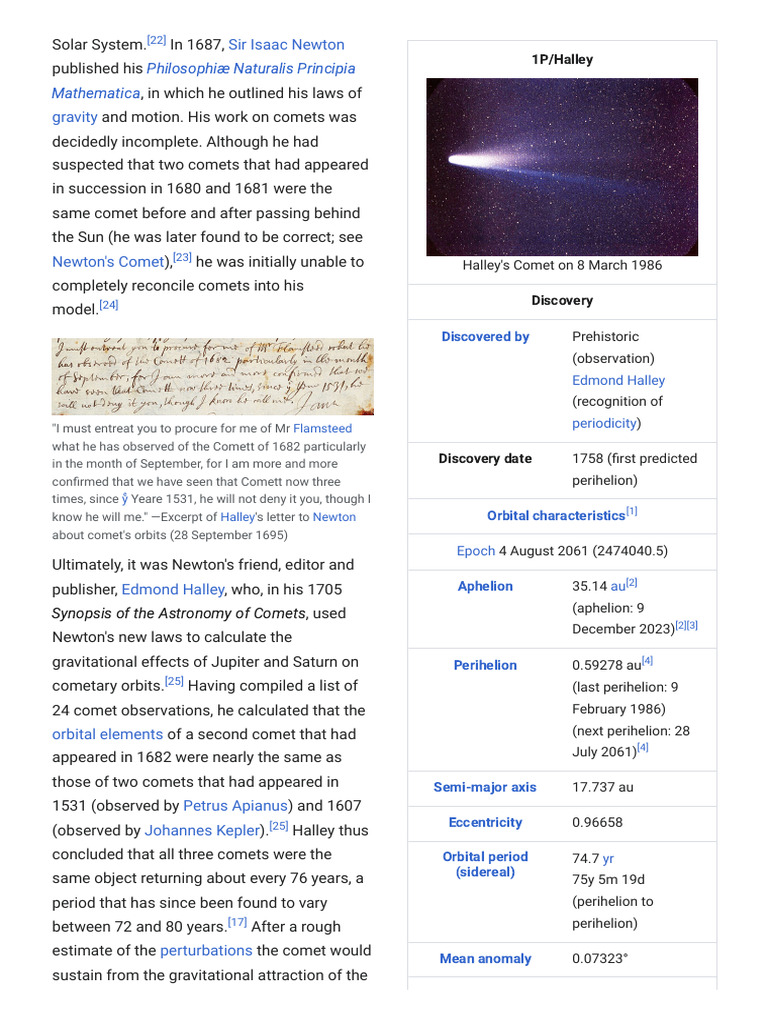Halley's Comet - Wikipedia-2 | PDF | Comet | Apsis