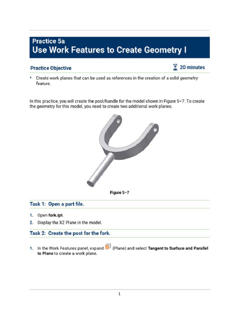 Practice 5a - Use Work Features to Create Geometry 1 | PDF