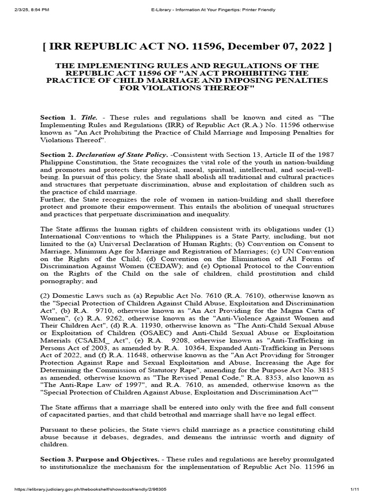 Anti-Child Marriage Law (RA 11596) | PDF | Marriage | Child Marriage