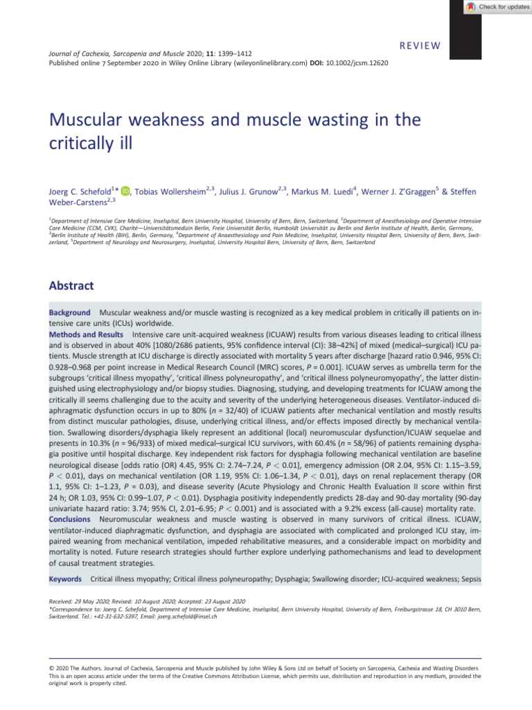 ICU Weakness and Muscle Wasting Insights | PDF | Intensive Care ...