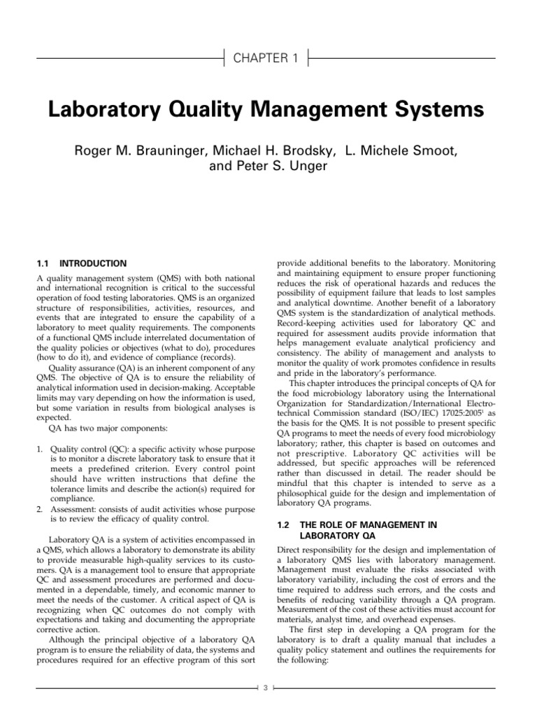 CHAP 1. Laboratory Quality Management Systems | PDF | Calibration ...