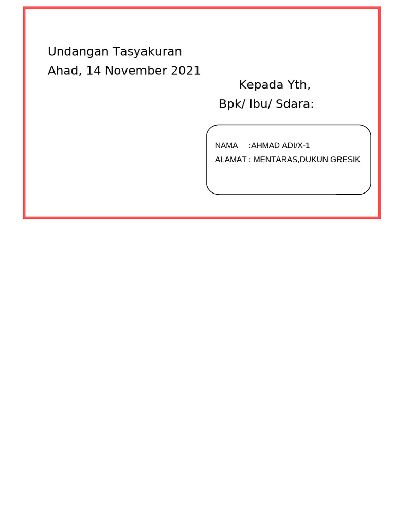 Undangan Tasyakuran X-2 (Clara Cans) | PDF