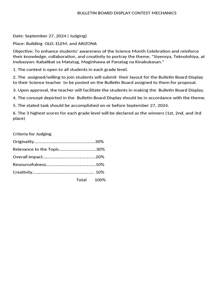Bulletin Board Display Contest Guidelines | PDF