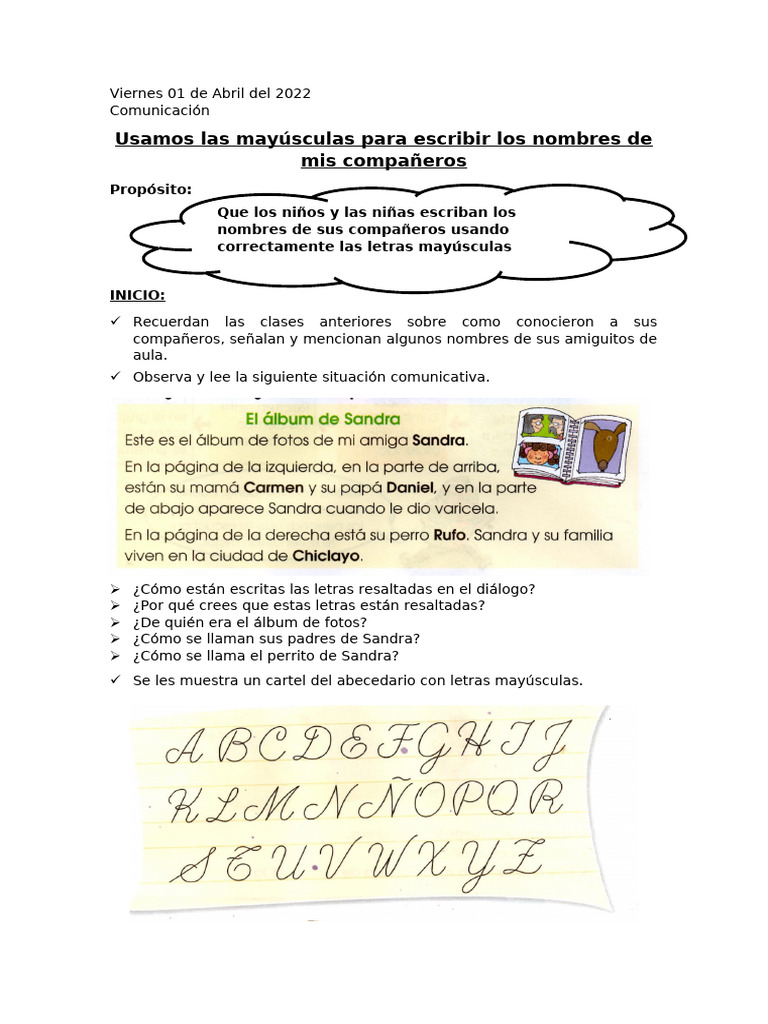 SESION de Comunicacion El Uso de La Mayuscula | PDF