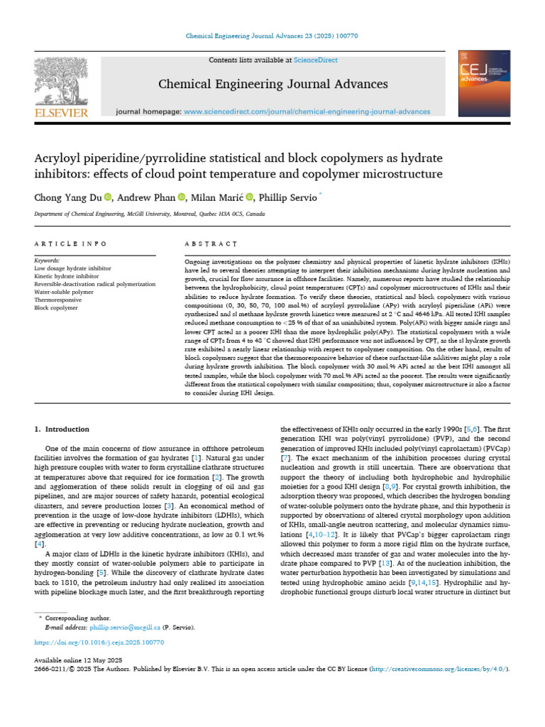 Acryloyl Piperidine Pyrrolidine Statistical and Block Cop 2025 Chemical ...