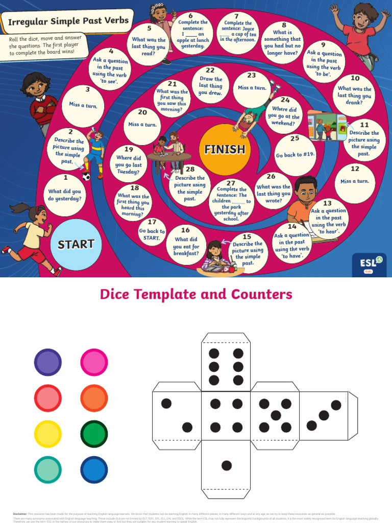 T e 1729683388 Esl Irregular Simple Past Verbs Board Game Kids A2 - Ver ...