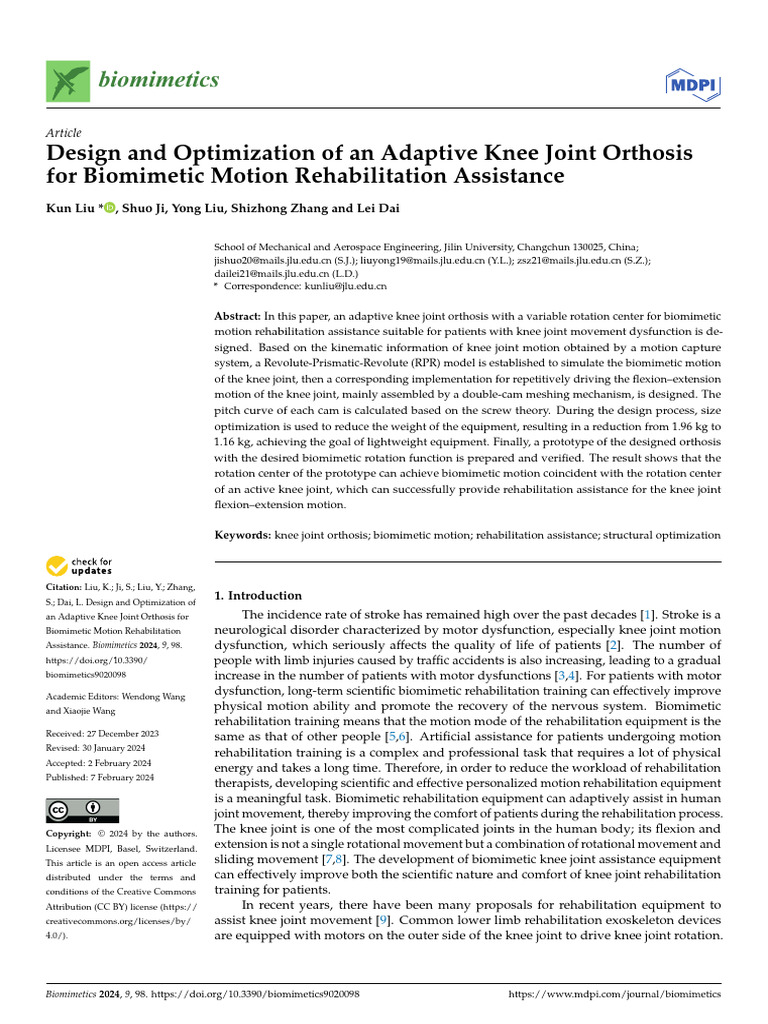 Adaptive Knee Joint Orthosis Design | PDF | Physical Therapy | Knee