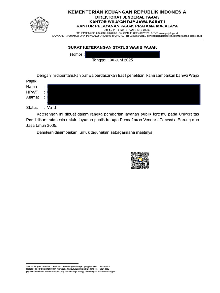 Contoh format KSWP Coretax | PDF