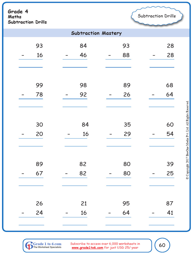 Subtraction Mastery | PDF