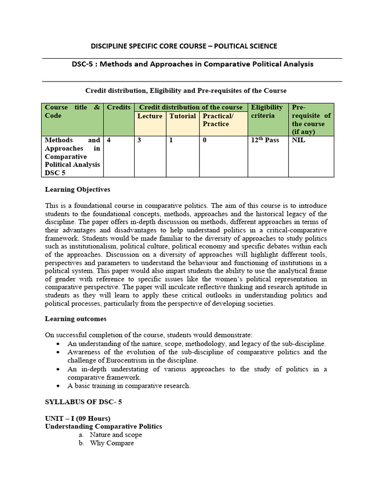 Comparative Political Analysis Course Guide | PDF | Political Science ...