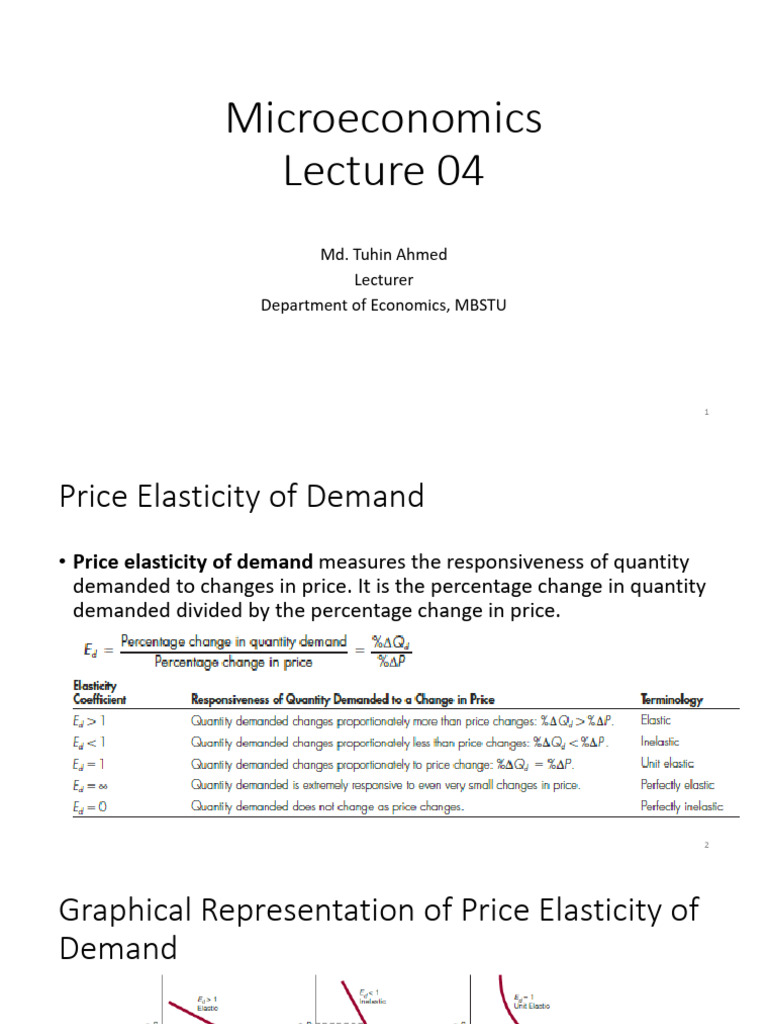 Microeconomics Lecture 04-05 | PDF | Utility | Elasticity (Economics)