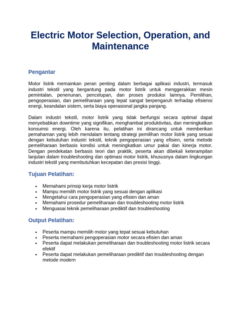 Electric Motor Selection, Operation, and Maintenance | PDF