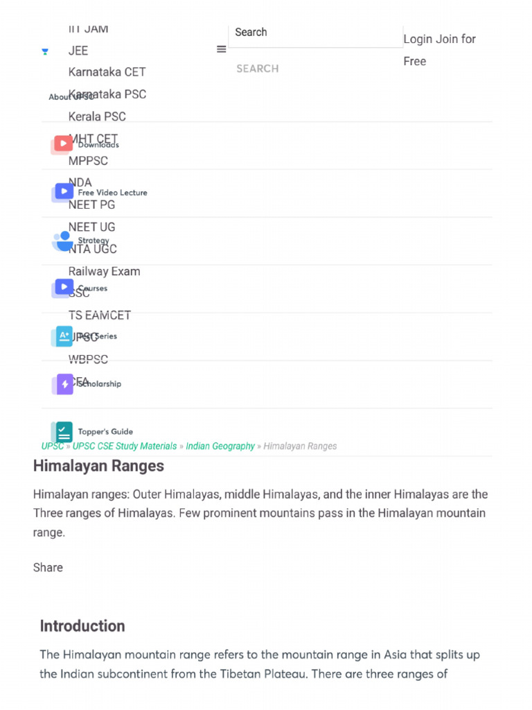Himalayan Mountain Ranges | PDF