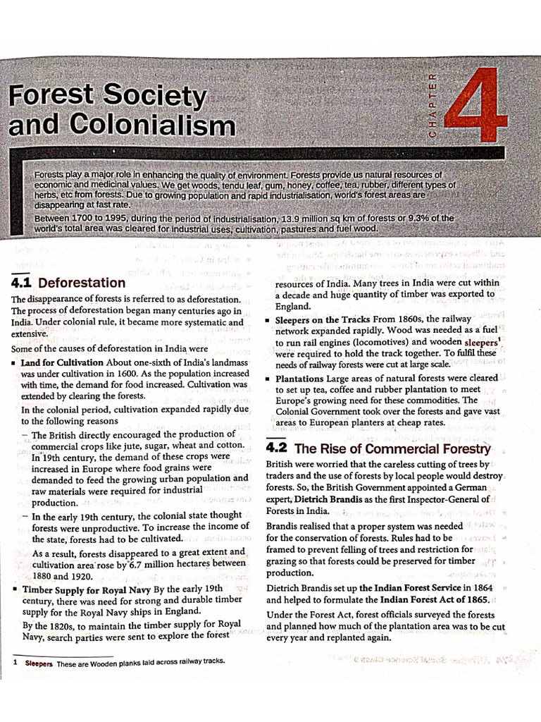 Forest Society and Colonialism Class 9th | PDF
