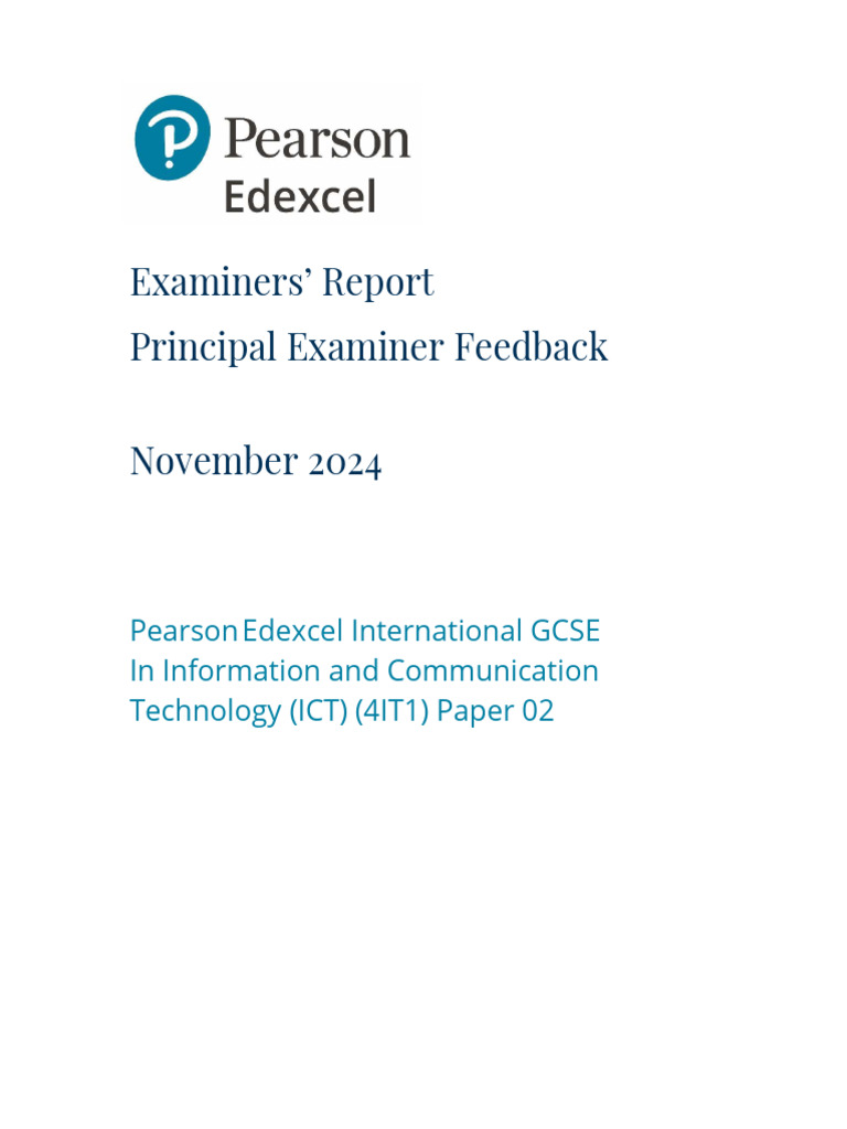November 2024 ICT Exam Report | PDF | Computer File | Spreadsheet