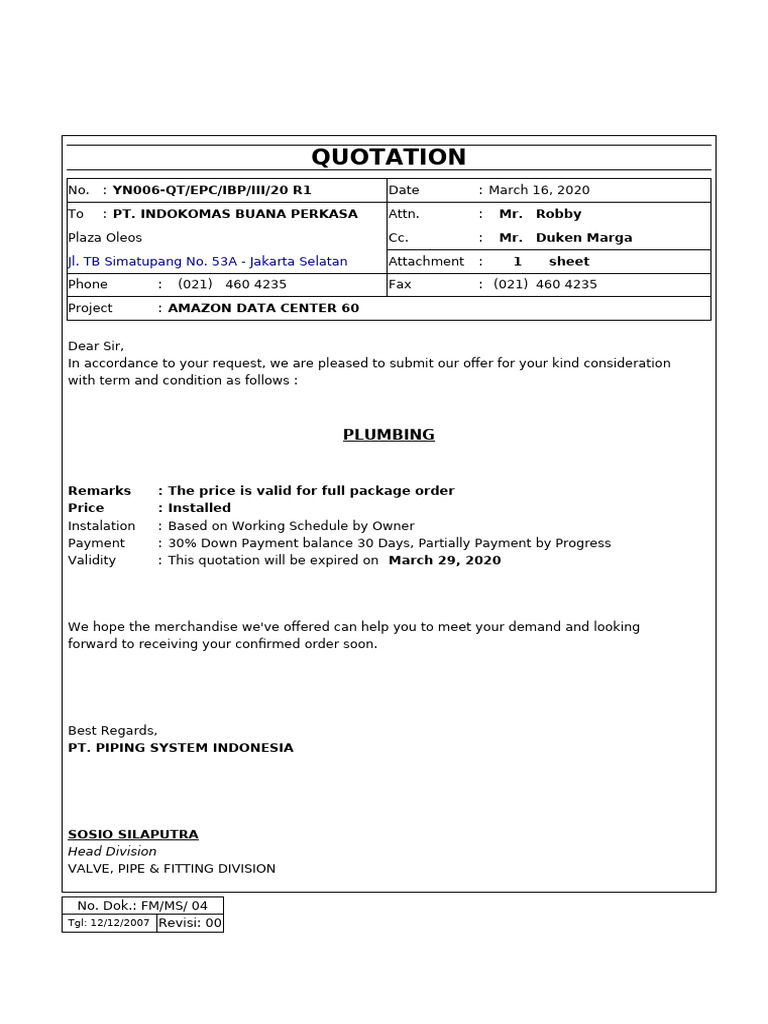 Amazon Plumbing Quotation 2020 | PDF | Pipe (Fluid Conveyance ...